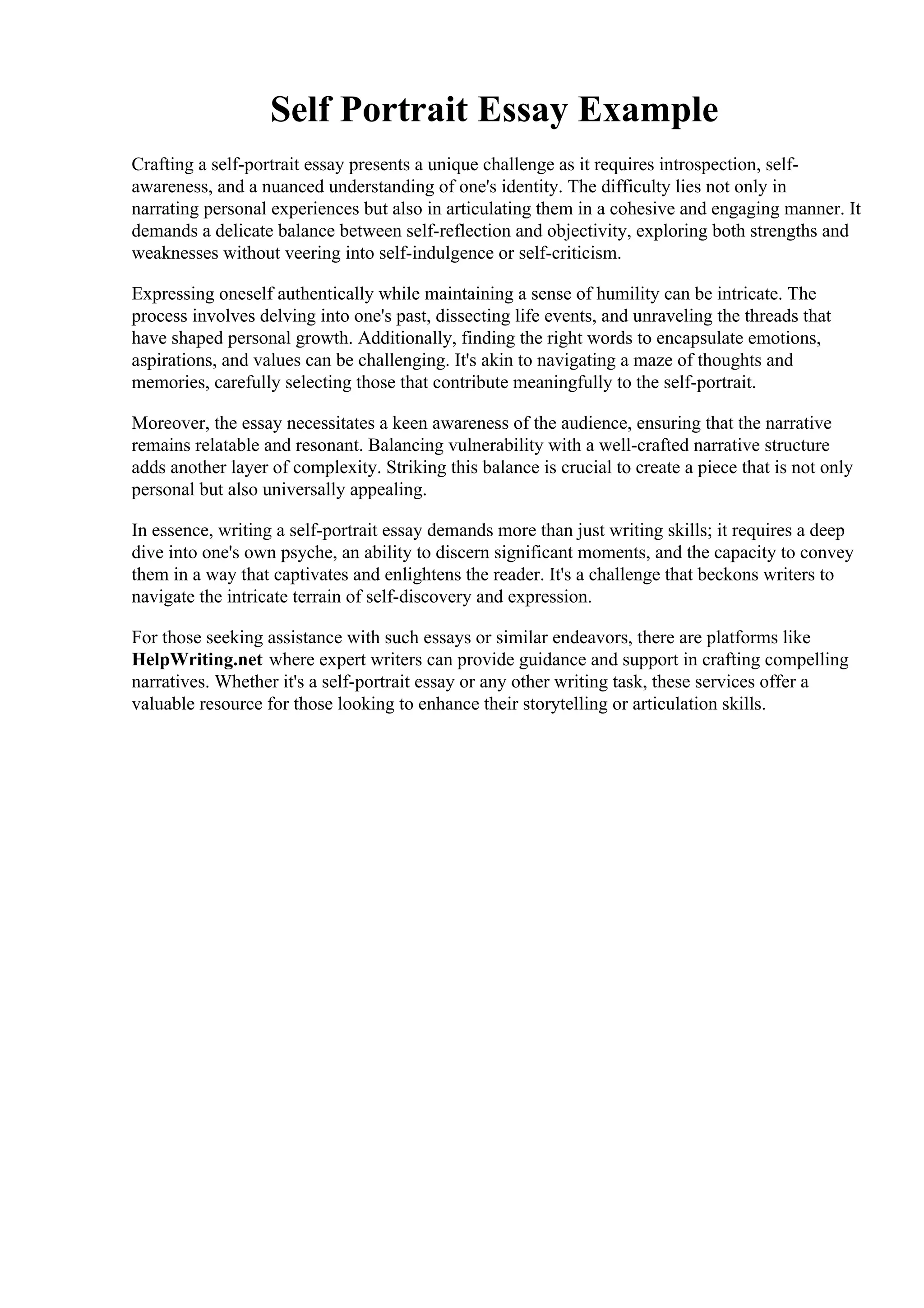 Self Portrait Essay Example.pdf