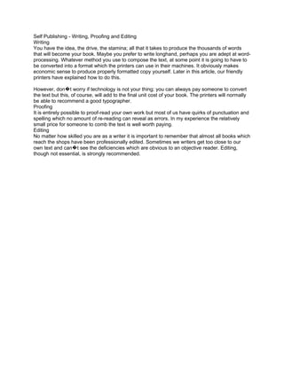 Self publishing writing, proofing and editing.txt