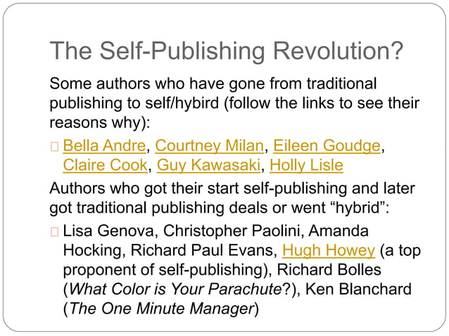 Self-Publishing and Libraries | PPT