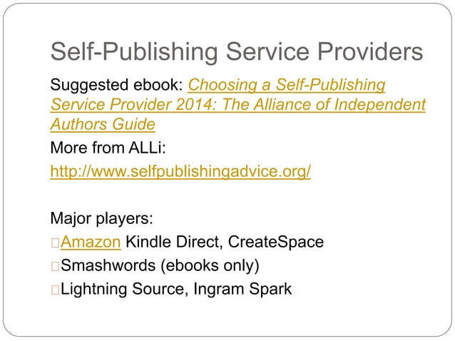 Self-Publishing and Libraries | PPT