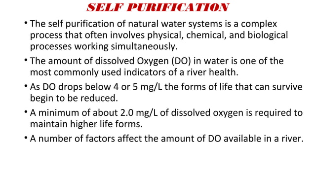 Self purification | PPT | Chemistry | Science
