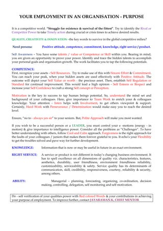 Self qualities | DOC | Career Advice | Careers