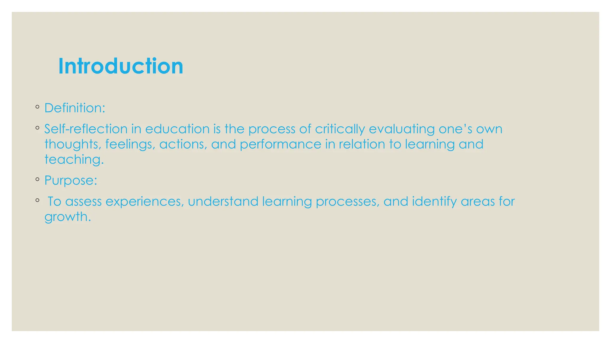 self reflection within the classroom environment | PPTX