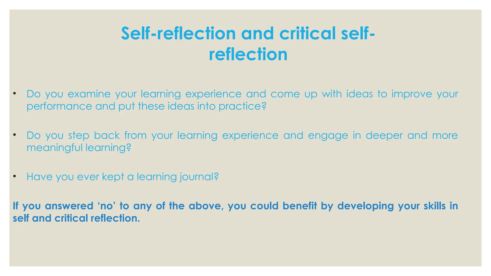 self reflection within the classroom environment | PPTX