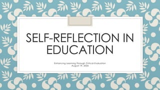 self reflection within the classroom environment | PPT