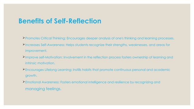self reflection within the classroom environment | PPT