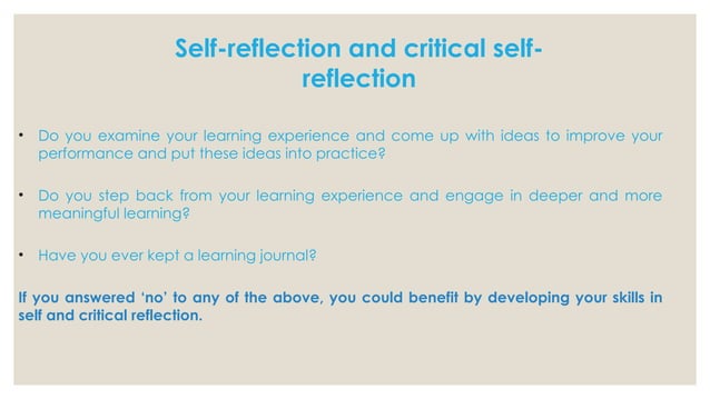 self reflection within the classroom environment | PPT