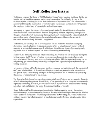 Self Reflection Essays. How To Write A Reflective Essay For University - Pdf Owning Up To ... | PDF