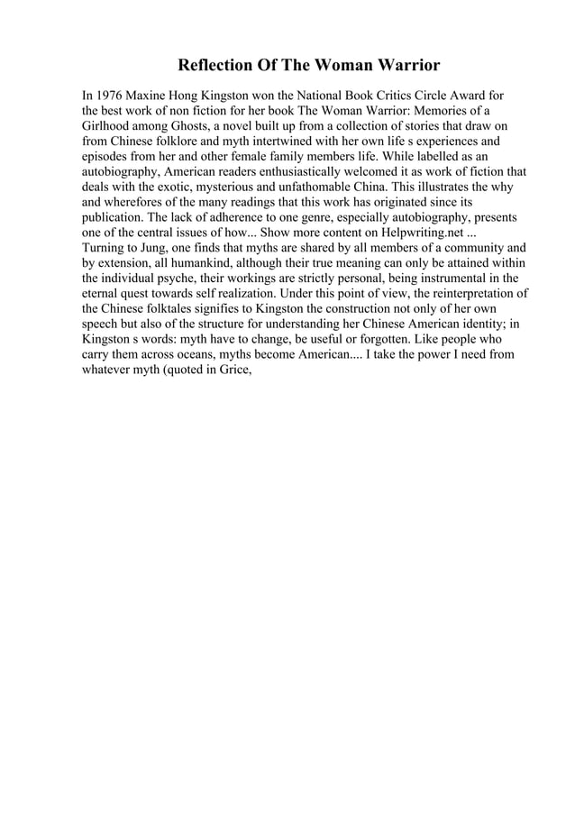 Self Reflection Essay Sample | PDF