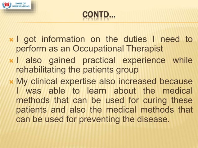 SELF Reflection Occupational Therapist for rehabilitation of Coronary ...