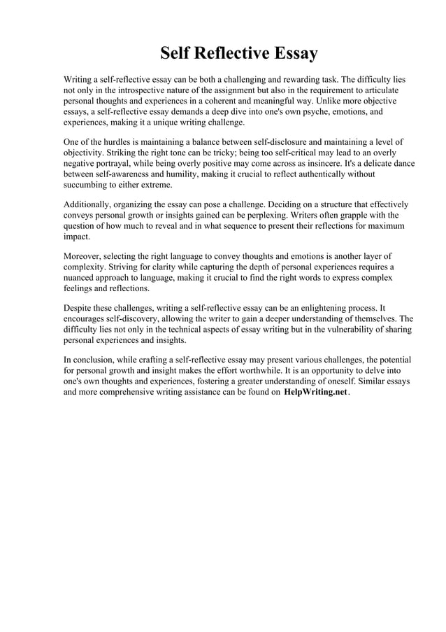 Self Reflective Essay | PDF