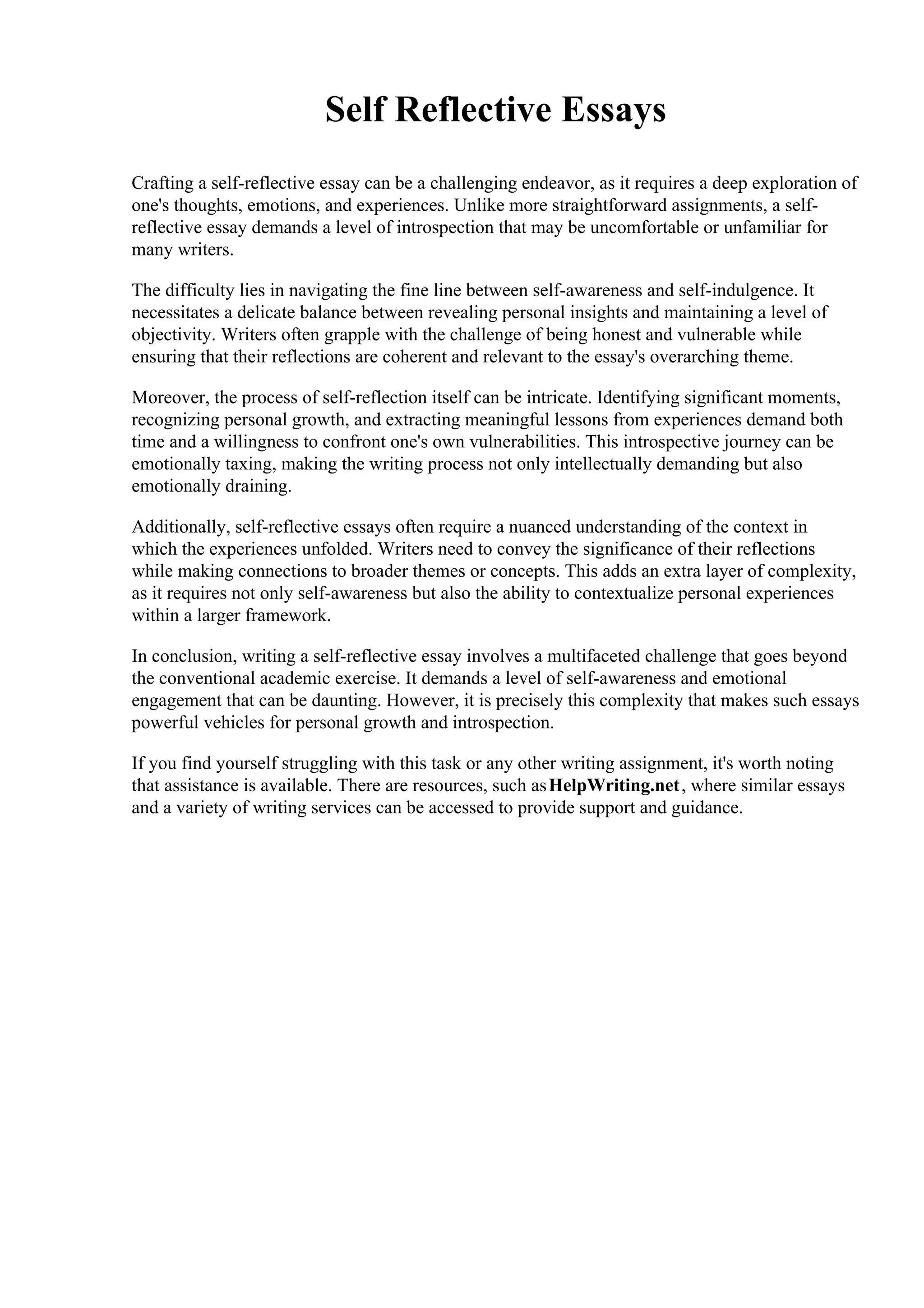 Self Reflective Essays.pdf | Homework and Study | Education