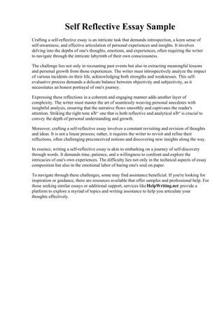 Self Reflective Essay Sample. . 009 Self Reflective Essay Example Essays Reflection Paper On ...