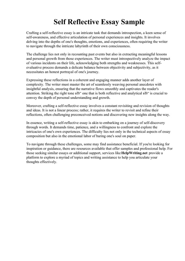 Self Reflective Essay Sample. . 009 Self Reflective Essay Example ...