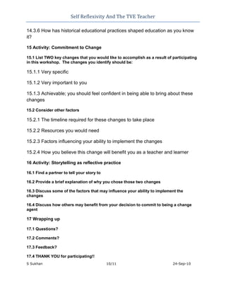 Self reflexivity and the tve teacher | PDF