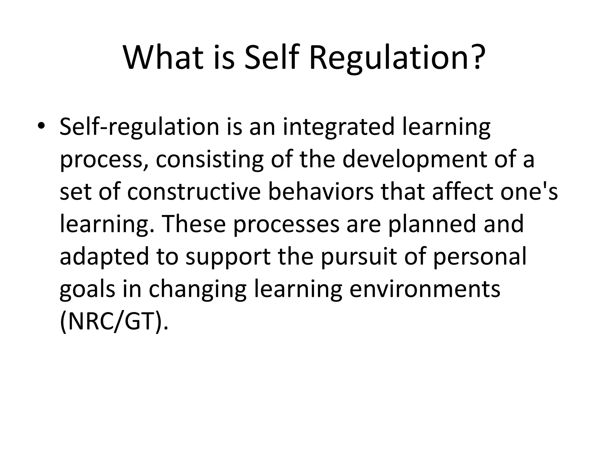 Self Regulation Theory & Strategies | PPTX