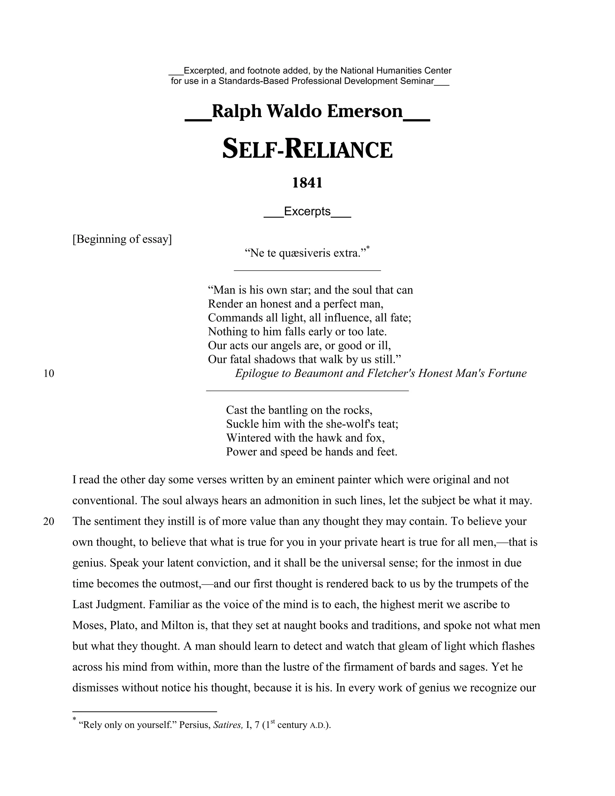 Selfreliance | PDF