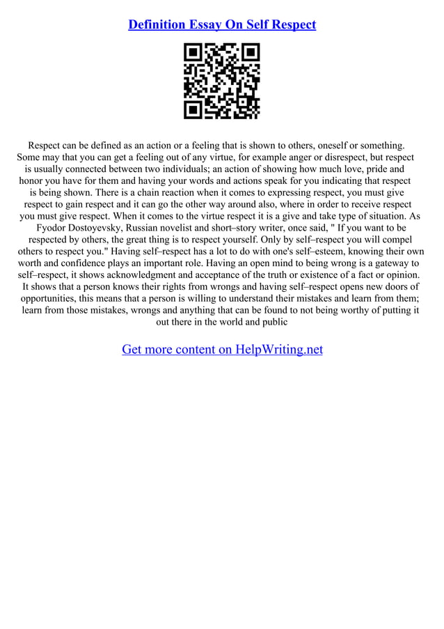 Self Respect Essay | PDF | Parenting Children Aged 4-11 | Parenting