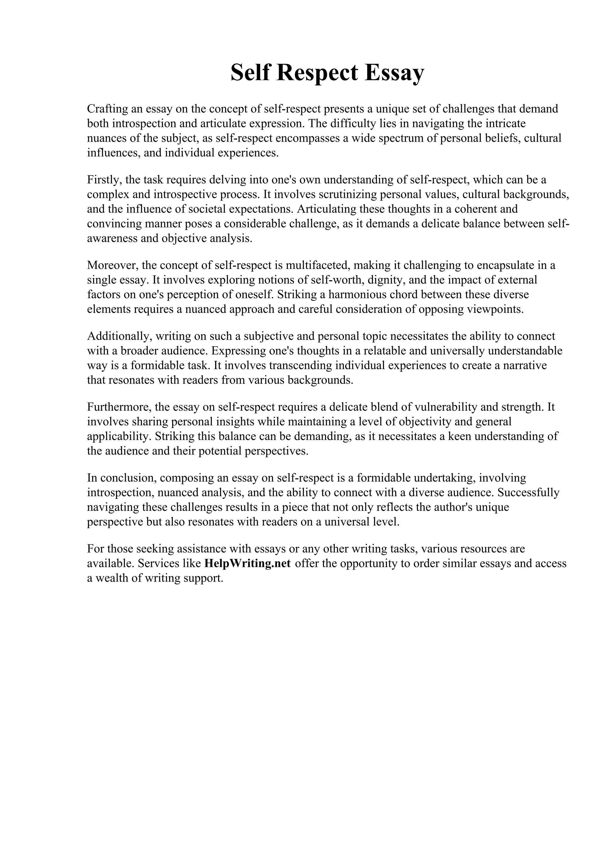 Self Respect Essay. Speech On Respect Respect Speech for Students and ...