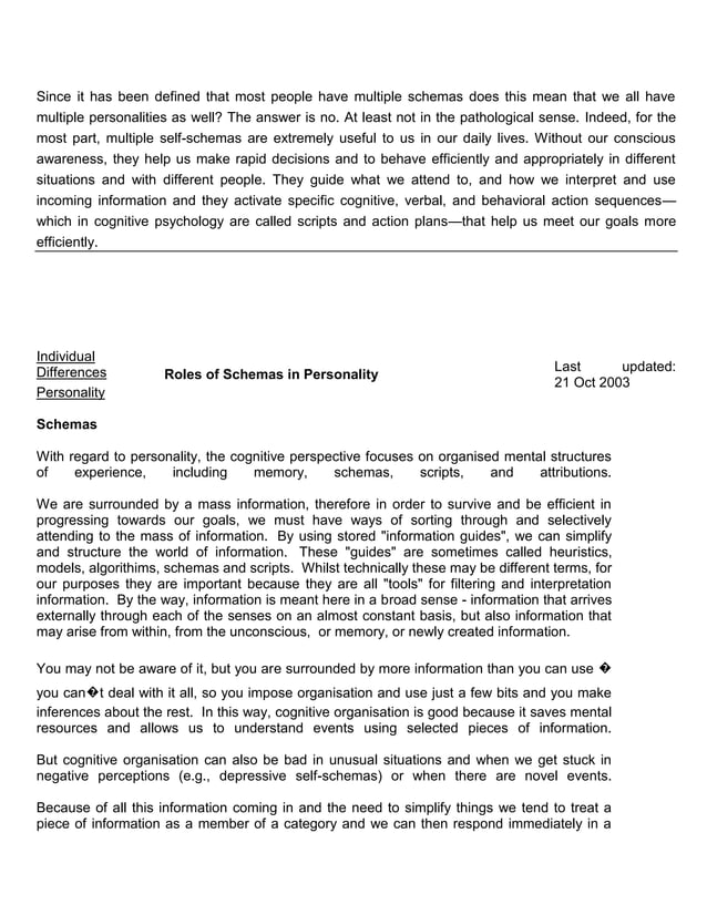 Self schemas | DOCX | Science