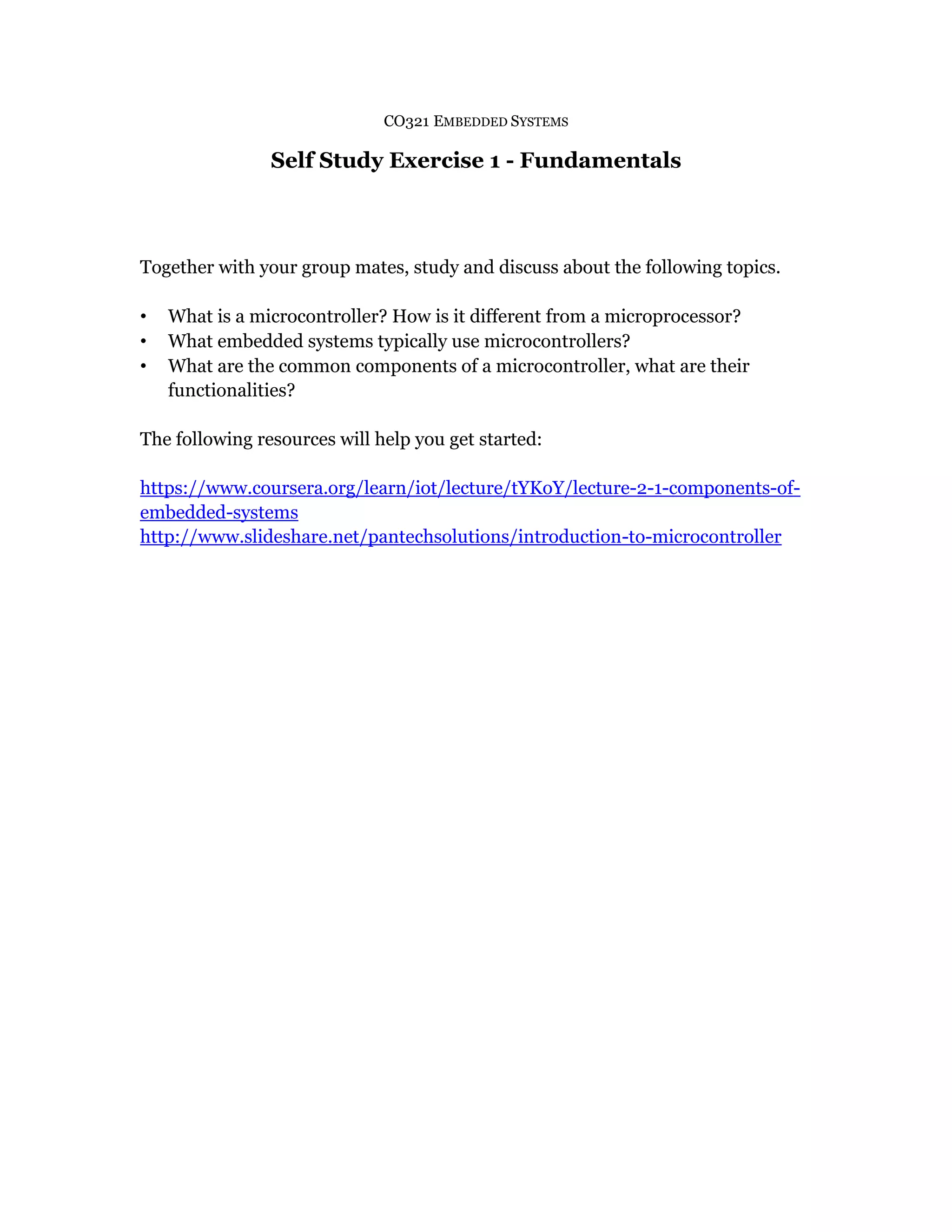 Self study exercise 1 | PDF