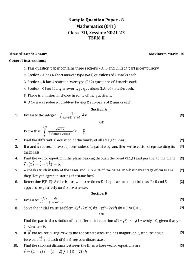 Maths paper class 12 maths paper class 12 | PDF