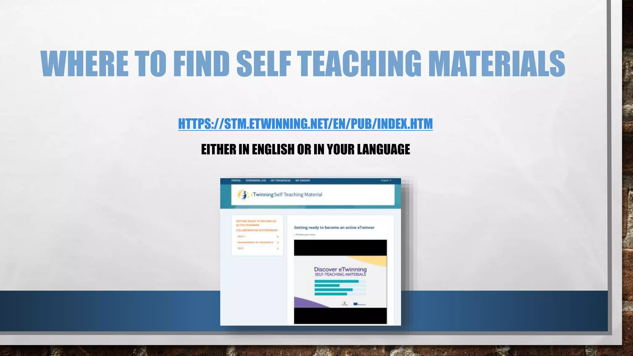 Self teaching materials | PPT