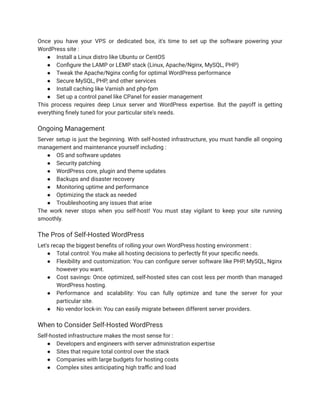 Self vs Managed WordPress Hosting : An In-Depth Comparison [2023] | PDF | Web Hosting | Internet