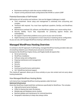 Self vs Managed WordPress Hosting : An In-Depth Comparison [2023] | PDF | Web Hosting | Internet