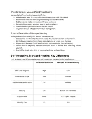 Self vs Managed WordPress Hosting : An In-Depth Comparison [2023] | PDF | Web Hosting | Internet