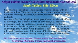 Selgin Tablets (Generic Selegiline Hydrochloride Tablets) | PDF