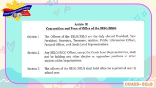 SELG Leadership training for new set of officers | PPTX