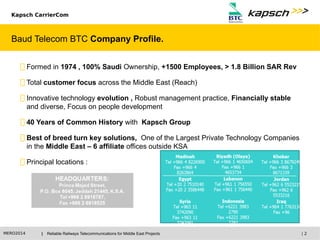 Powering Safe and Reliable Railways telecommunication to support Middle East Rail projects | PPT