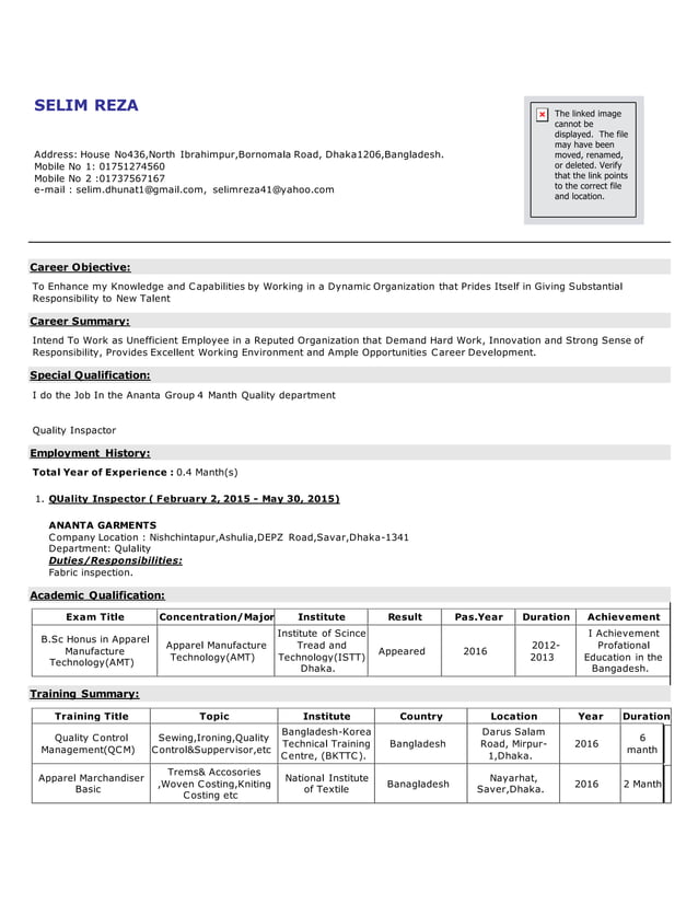 garments jos cv | PDF