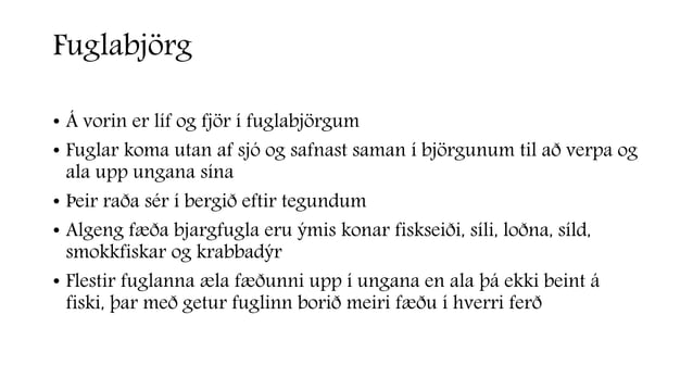 Selir og fuglar | PPT
