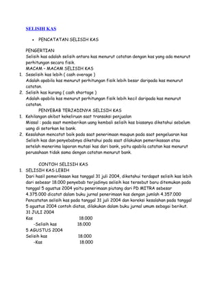 Selisih kas | DOC