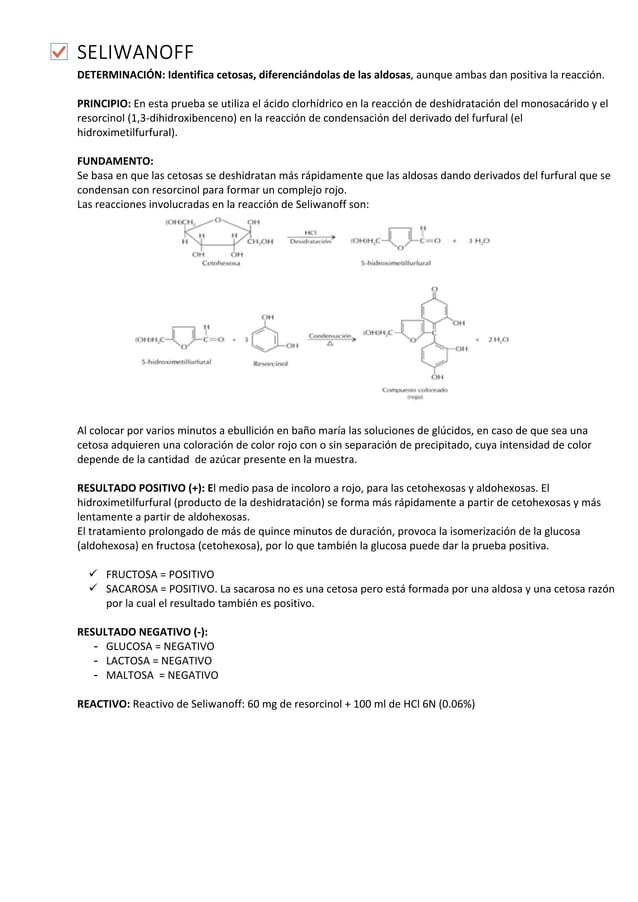 Ensayo de Seliwanoff | PDF