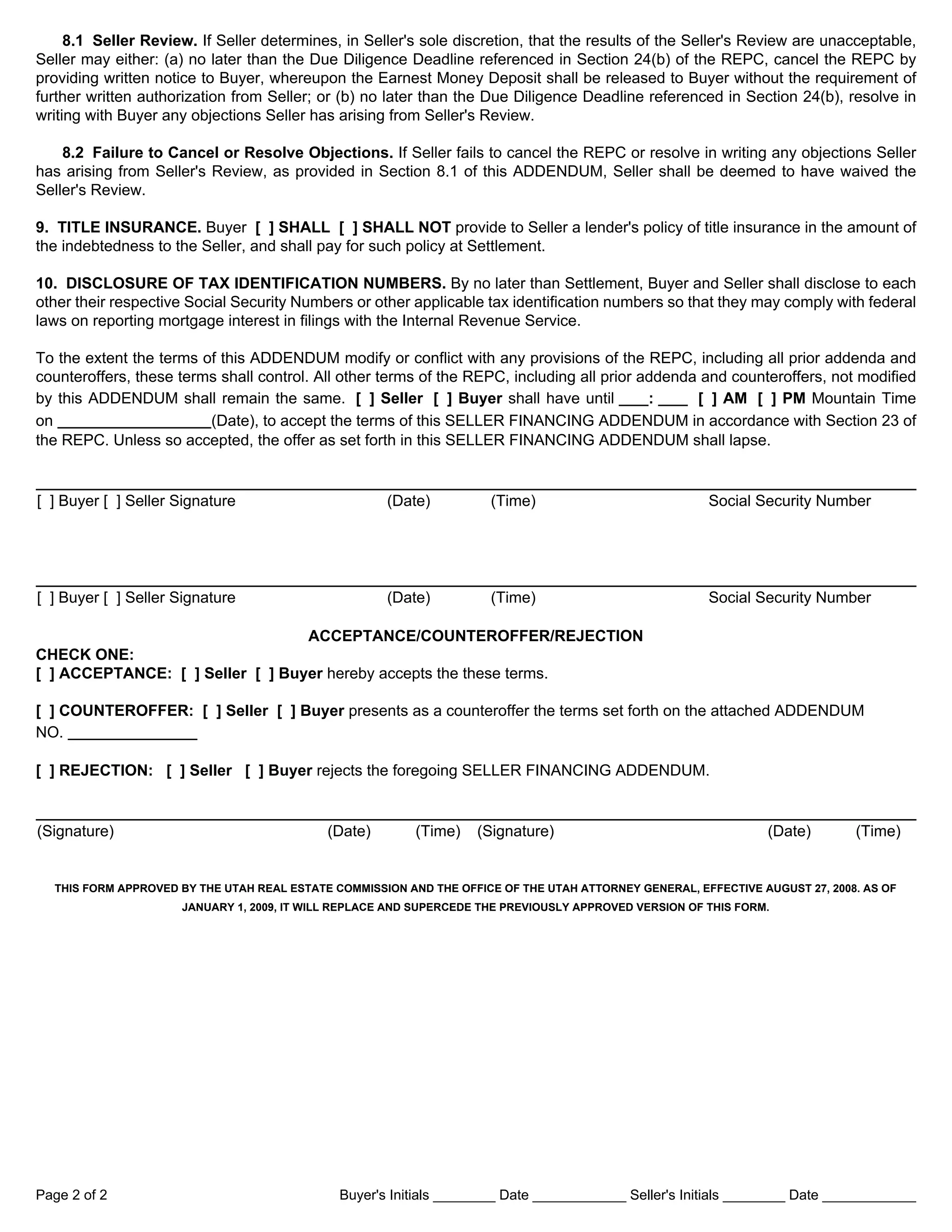 Utah Realtor's Seller Finance Addendum | PDF | Home Financing ...