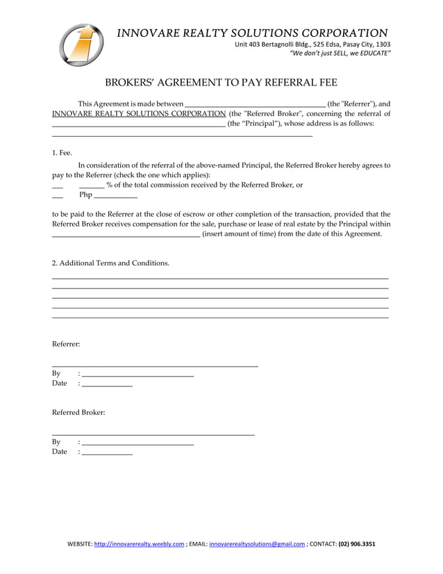 Seller Referral Agreement | PDF