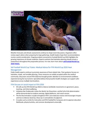 FIFA World Cup 2026: Heat Safety, Hydration Policies, and Ticket Sales ...