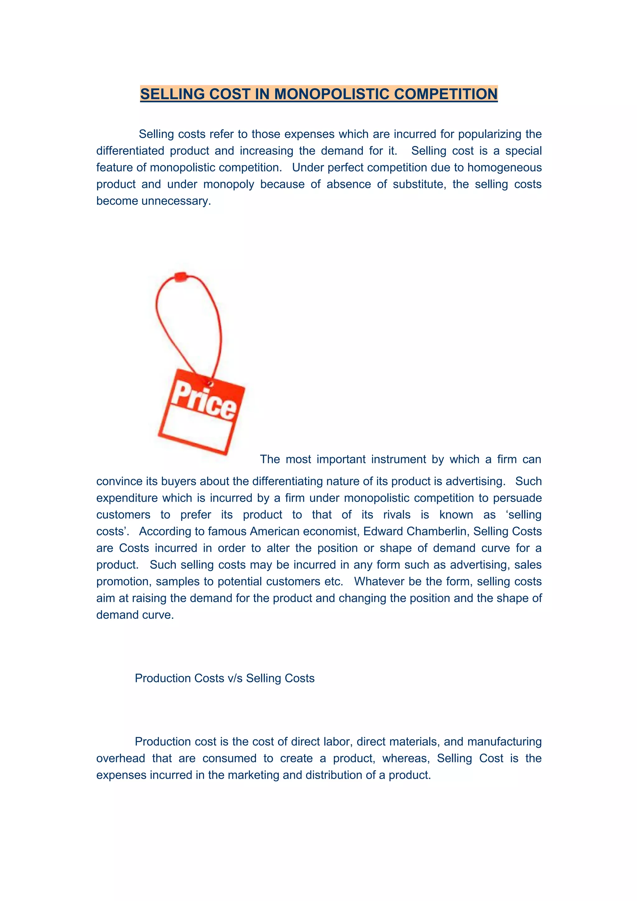 Selling cost in monopolistic competition | PDF