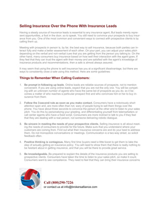 Selling insurance over the phone | PDF