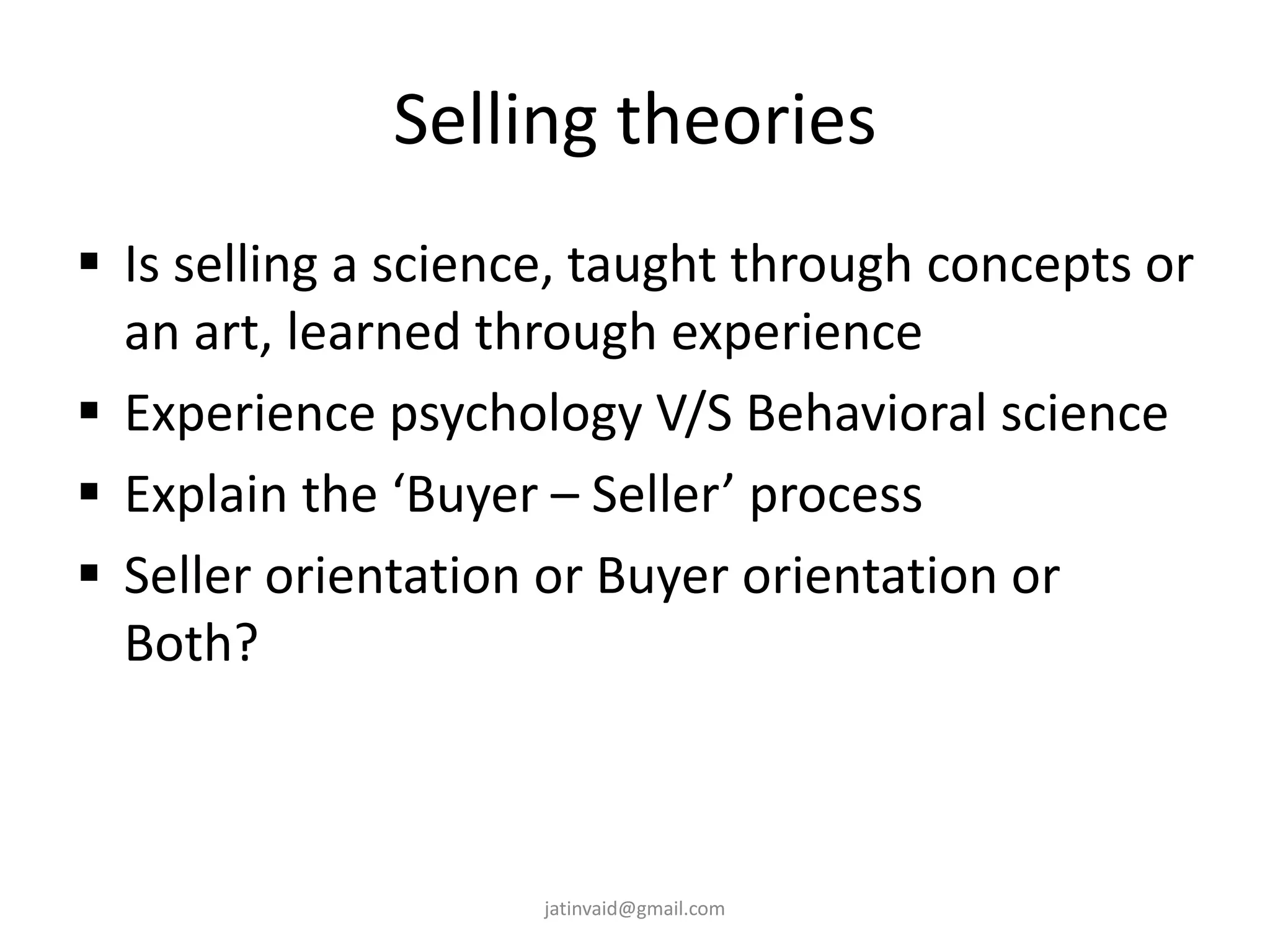Theories and Models of Selling | PPTX