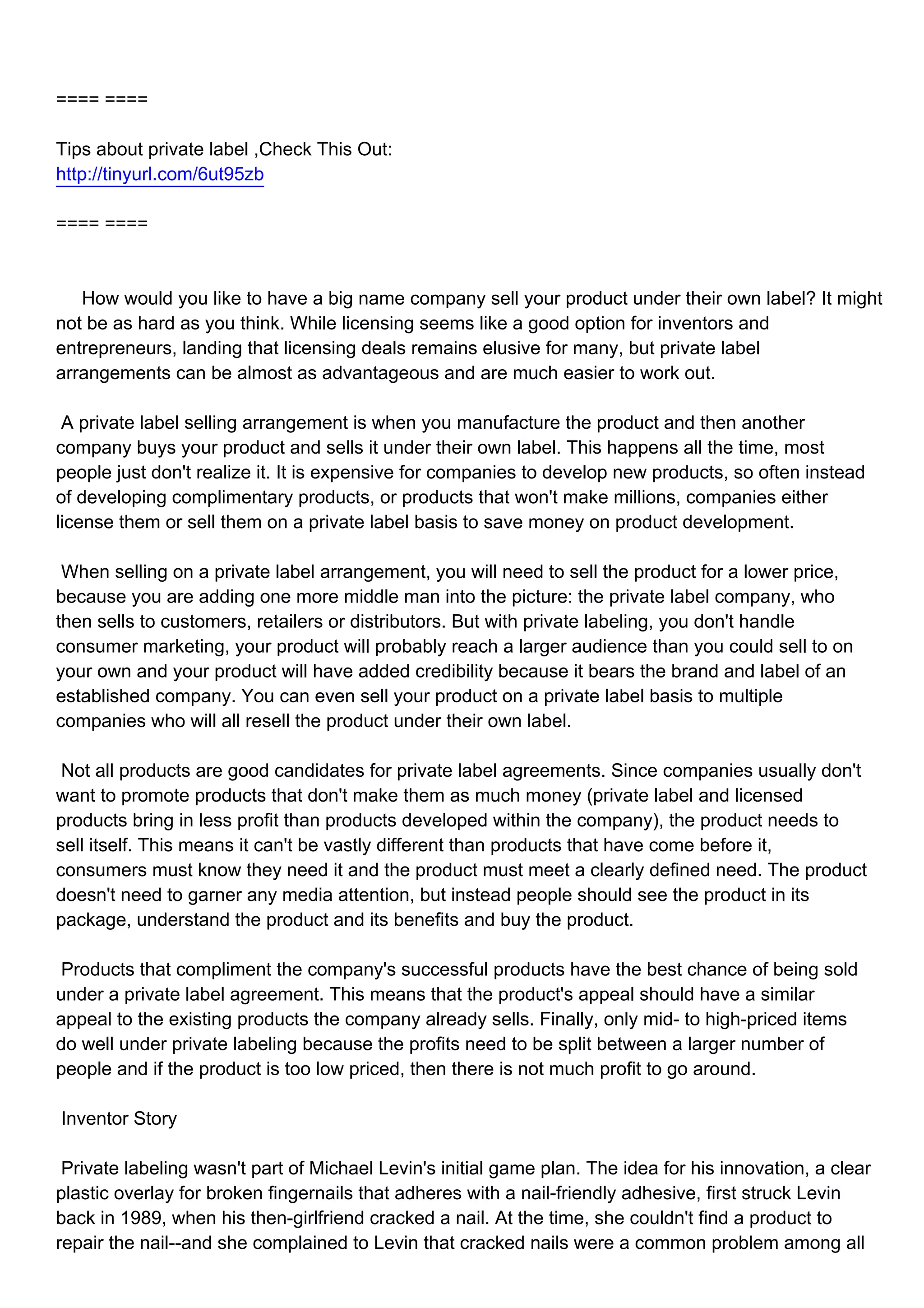 Selling Your Product Under a Private Label Agreement | PDF