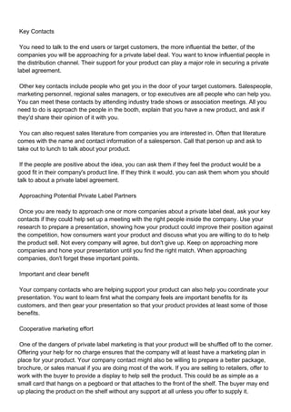 Selling Your Product Under a Private Label Agreement | PDF