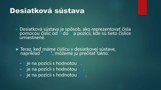 Číselné sústavy 1 rocnik na gymnazium prezentacia | PPTX