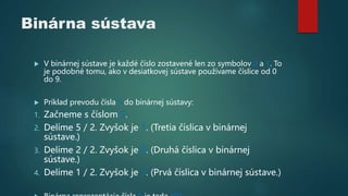 Číselné sústavy 1 rocnik na gymnazium prezentacia | PPTX