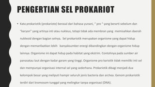 SEL PROKARIOT dan EUKARIOT Kelompok 6 (1B) | PPT
