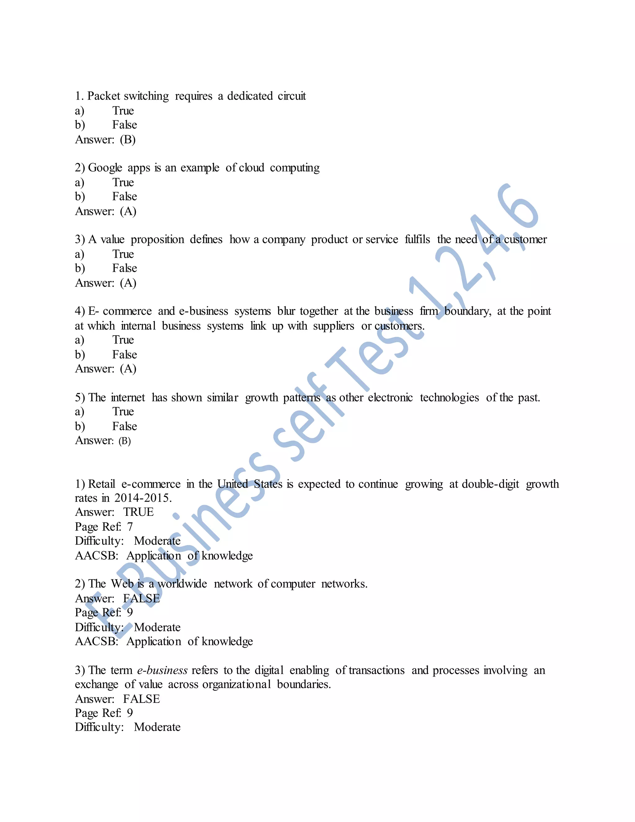 Sel test e business v1 2017 | PDF