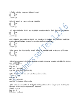 Sel test e business v1 2017 | PDF